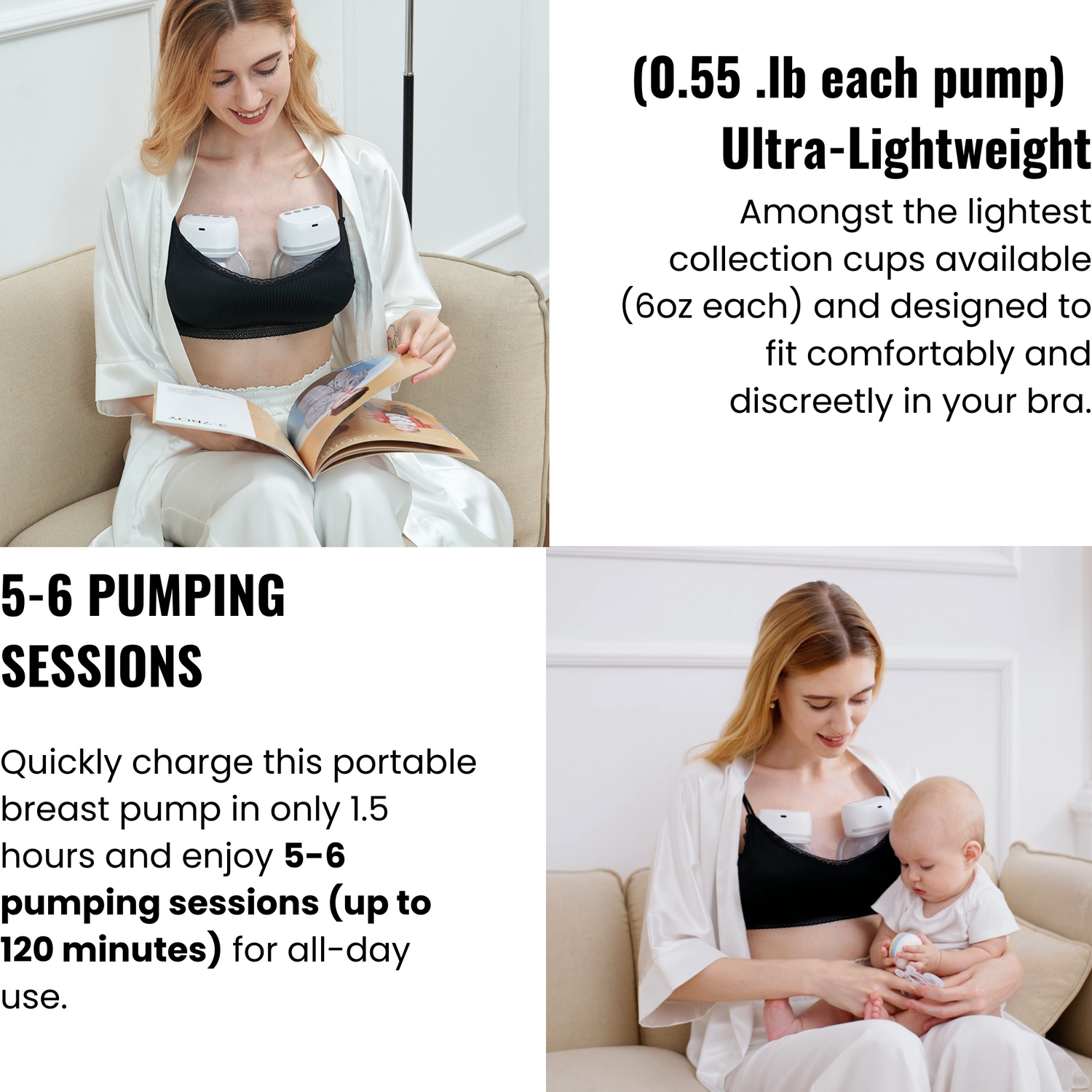 Bellababy Hands-Free Breast Pumps Wearable Upgraded with 17mm, 19mm, 2 – Bellababy CA